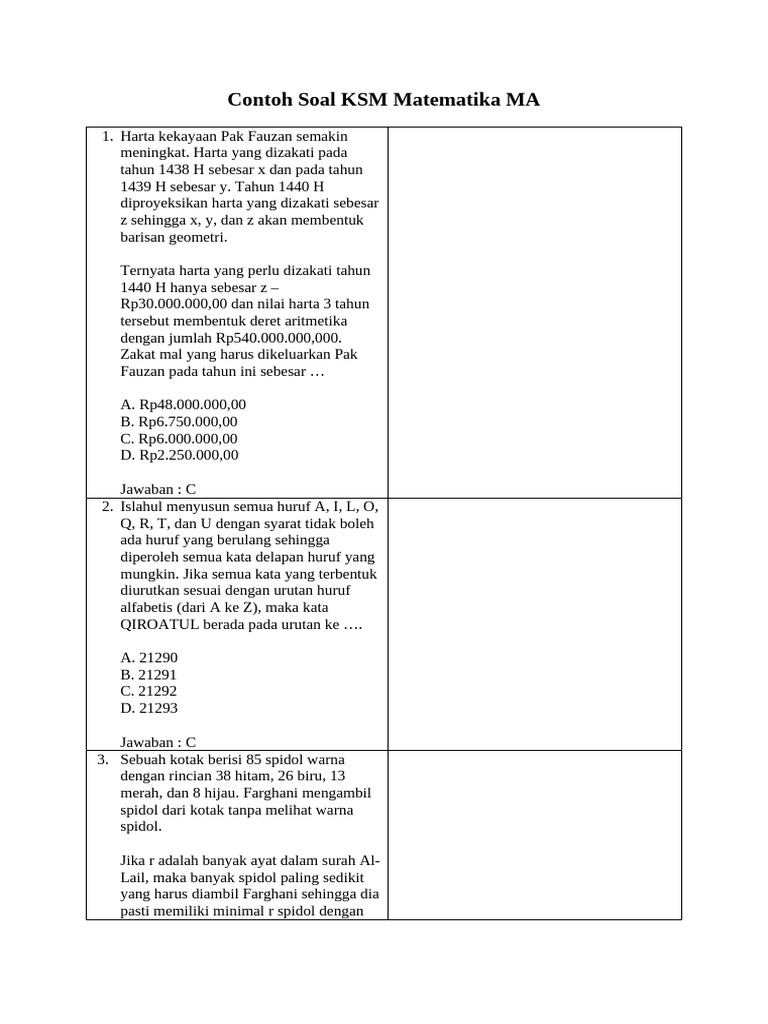 Contoh Soal KSM | PDF