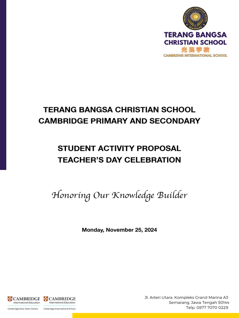 Teacher's Day Proposal 2024 PDF | PDF | Behavior Modification | Social ...