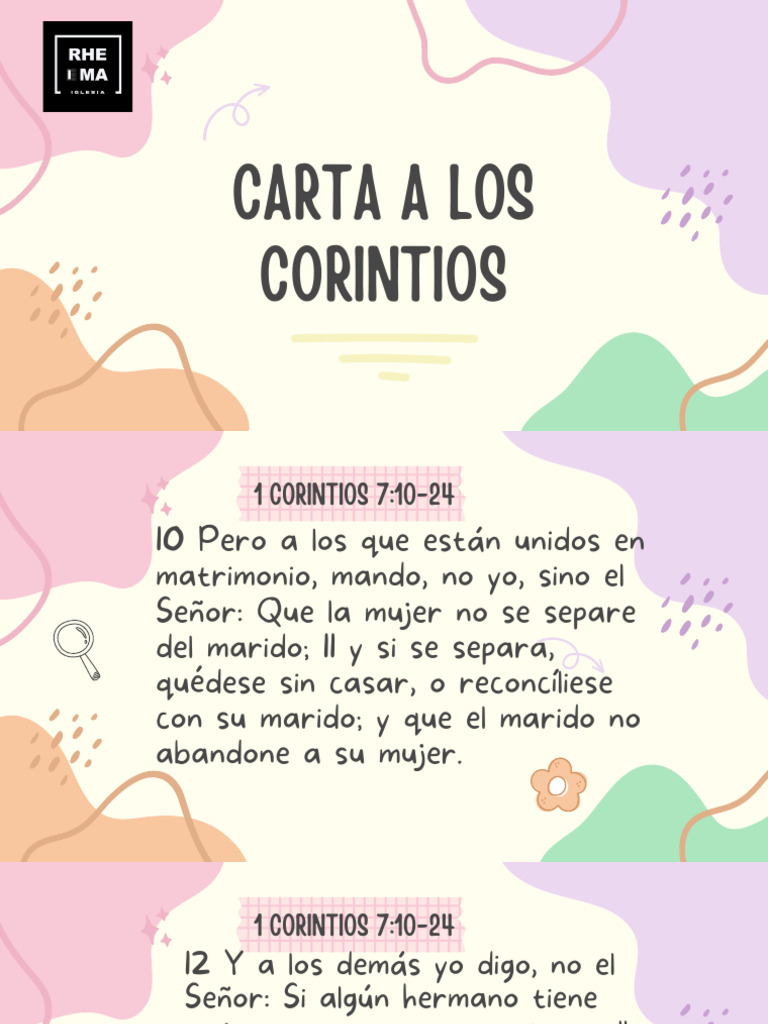 Instrucciones sobre el Matrimonio en 1 Corintios | PDF | Primera ...