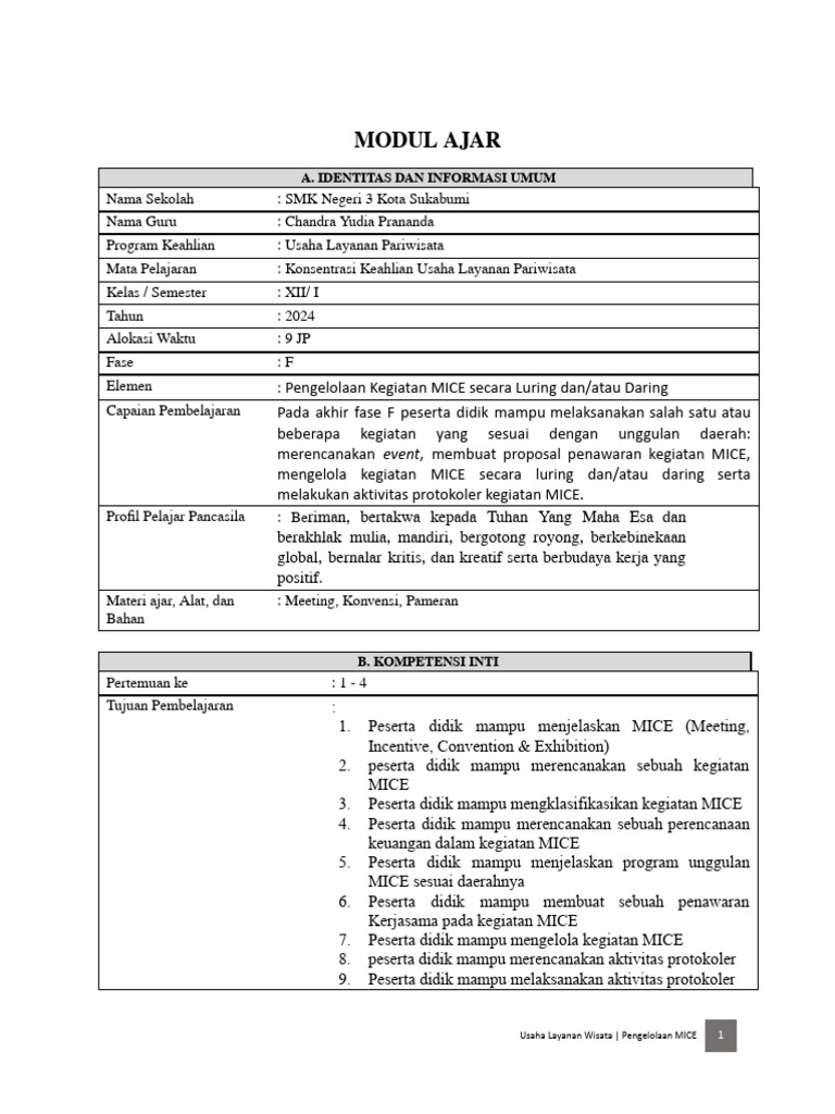 Modul Ajar Xii Mice | PDF