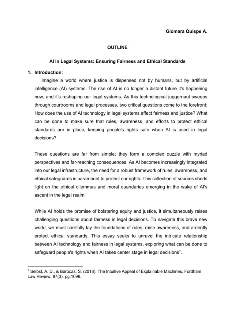 OUTLINE AI in Legal Systems - Ensuring Fairness and Ethical Standards - Giomara Quispe | PDF ...