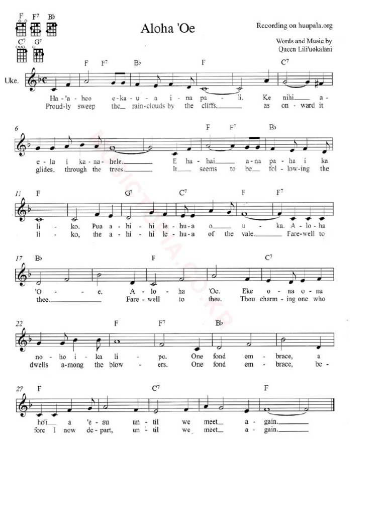 Aloha Oe Lead Sheet | PDF
