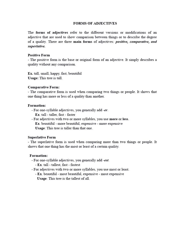 FORMS OF ADJECT 3 | PDF