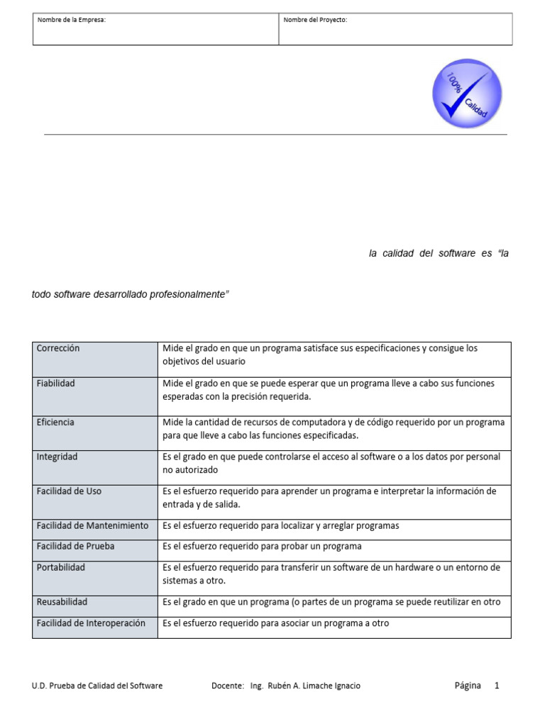Formato Pruebas de Calidad Del Software | PDF | Software | Programa de computadora