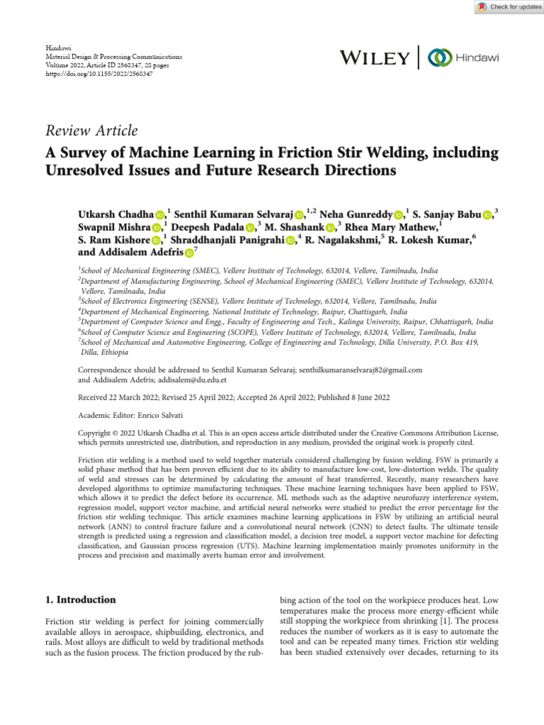 Material Design Processing Communications - 2022 - Chadha - A Survey of Machine Learning in ...