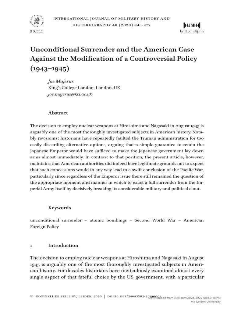 Unconditional Surrender and The American Case Against The Modification ...