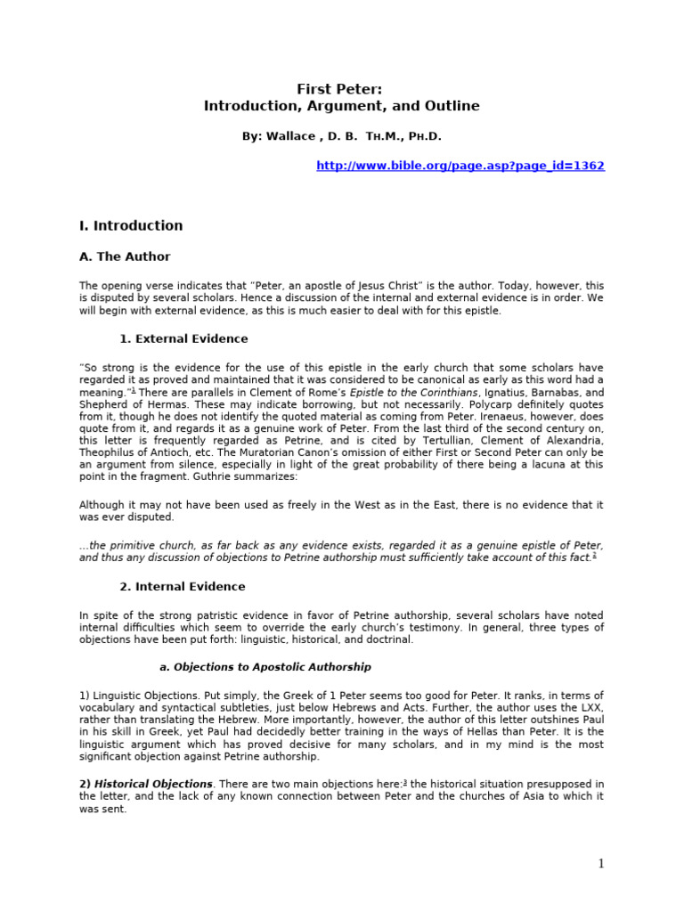 First Peter Introduction | PDF | Saint Peter | Paul The Apostle