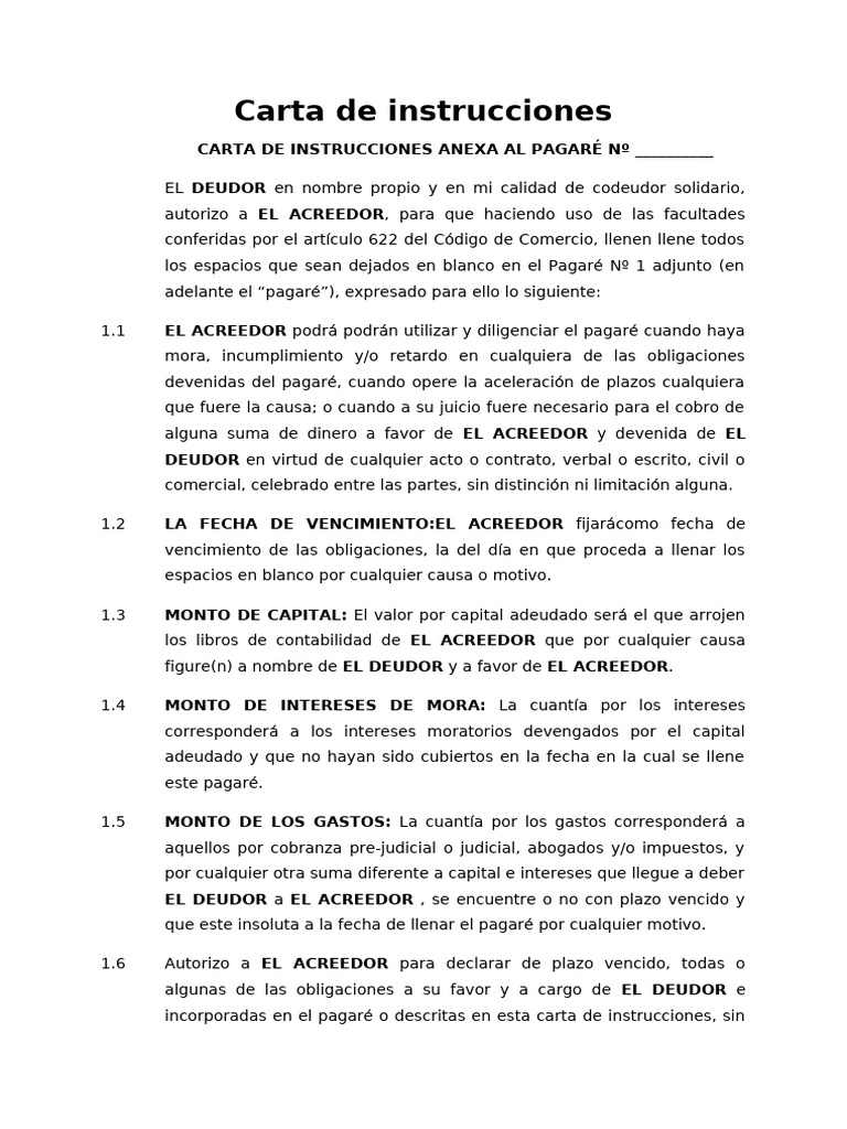 Instrucciones para Pagaré y Obligaciones | PDF | Pagos