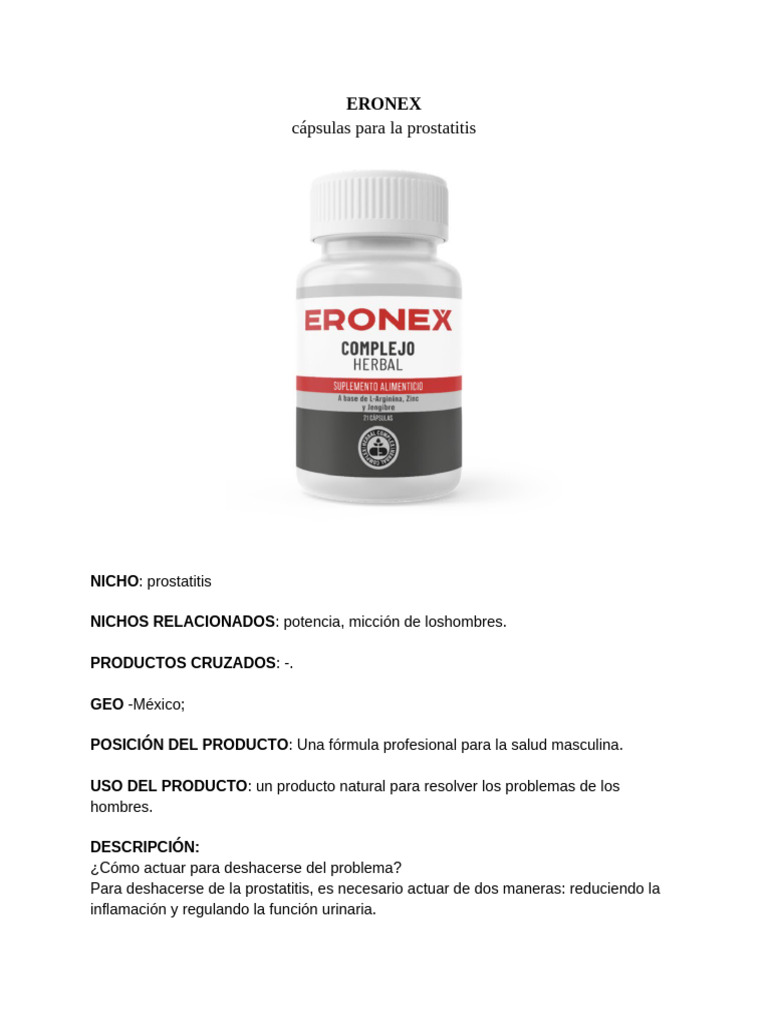 Eronex Mexico | PDF | Zinc | Disfunción eréctil