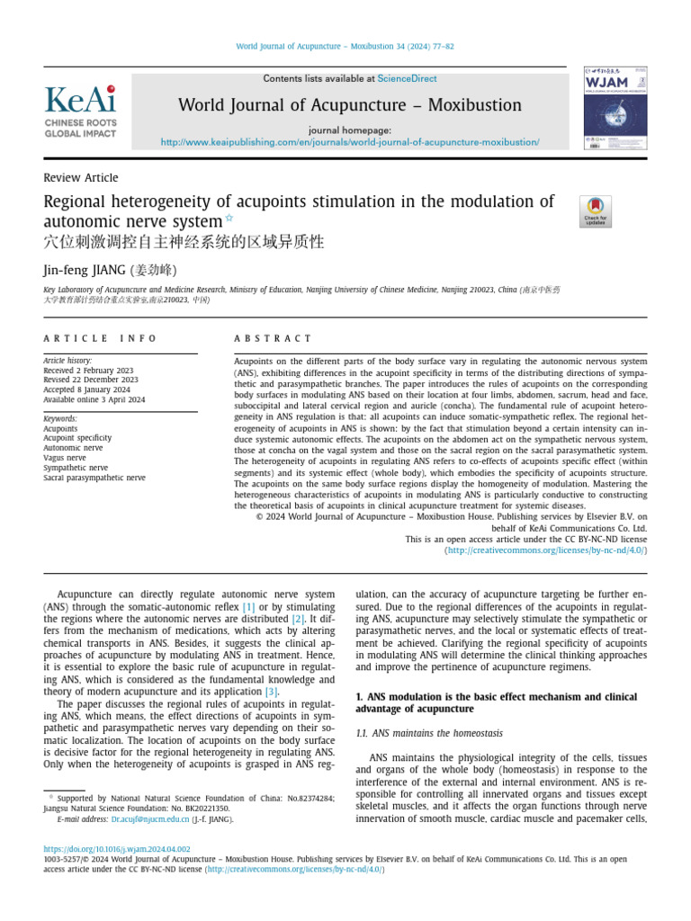 Acupoint Stimulation and ANS Modulation | PDF | Autonomic Nervous ...
