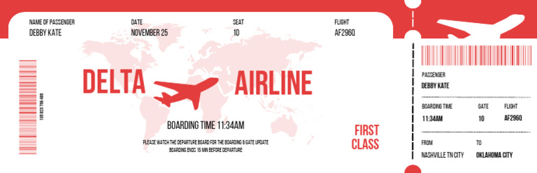 Red Simple Boarding Pass Airlines Ticket - 20241205 - 004402 - 0000 | PDF