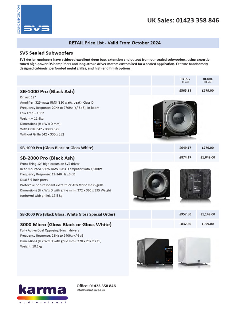 Svs Retail PL Oct24 2 SML | PDF | Loudspeaker | Information And Communications Technology