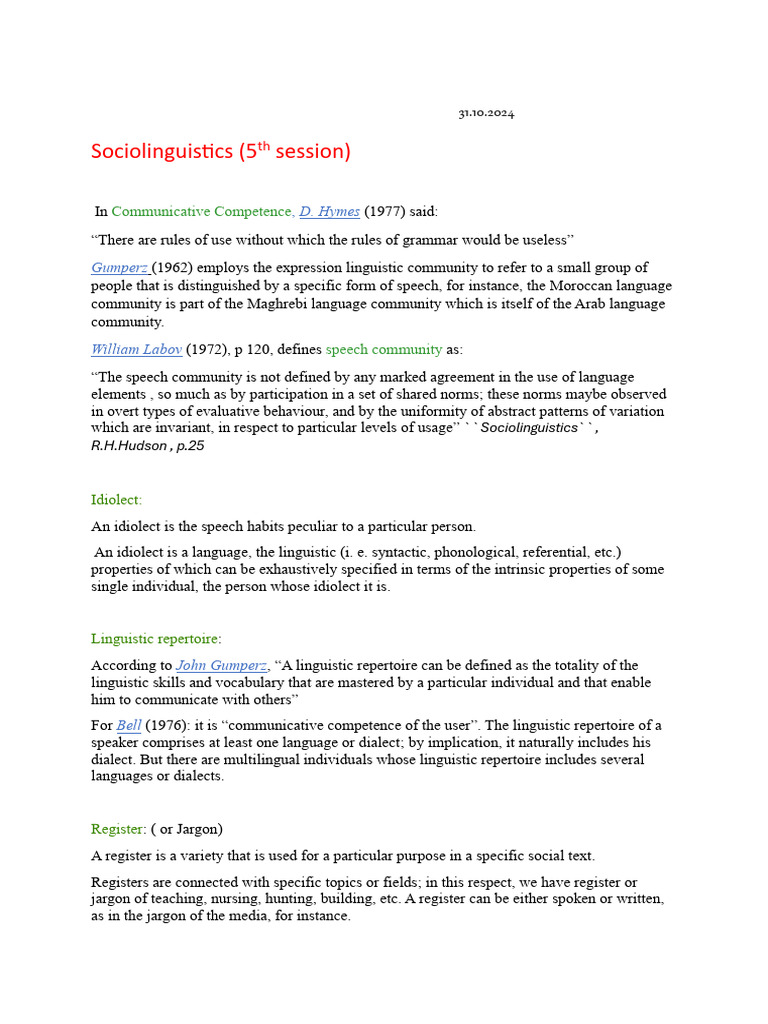 Sociolinguistics Session V Classnotes Pdf1 Pdf