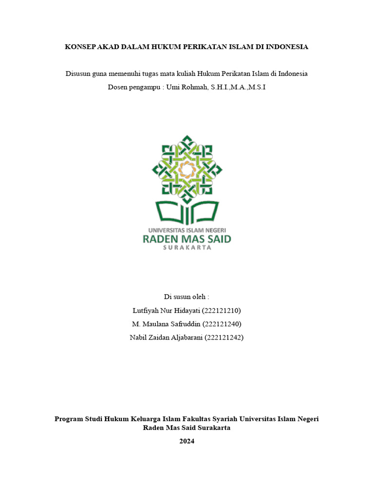 Konsep Akad dalam Hukum Perikatan Islam | PDF