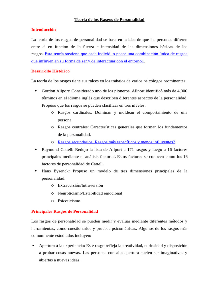 Teoría de Los Rasgos de Personalidad - TA2 LIDERAZGO | PDF | Sicología ...