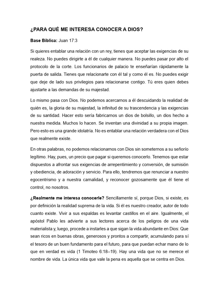 Para Qué Me Interesa Conocer A Dios | PDF