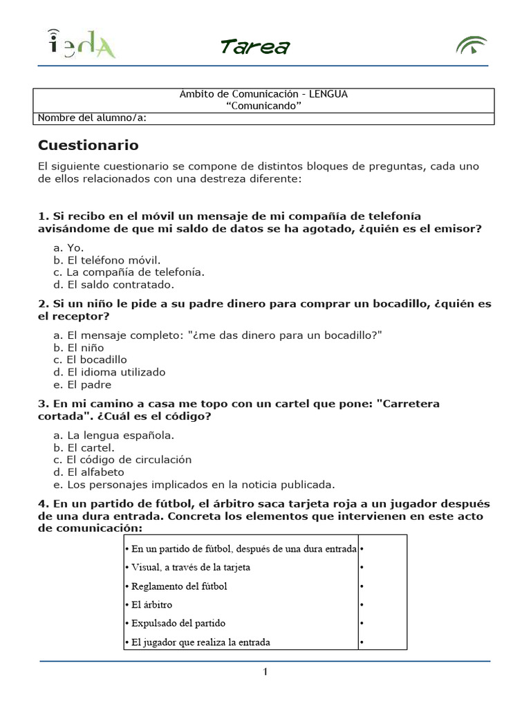2.1-TAREA-CL1 - Practica - Tarea - 1 - 2 | PDF | Comunicación humana | Comunicación