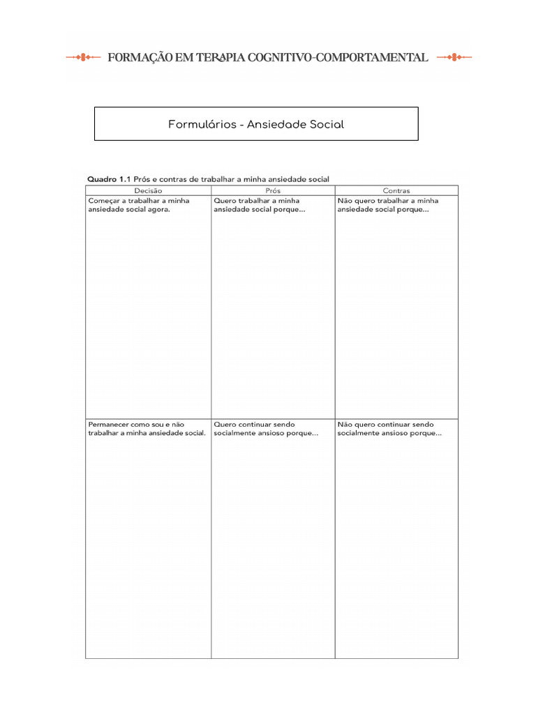 Formulários+-+Ansiedade+Social+(1) | PDF