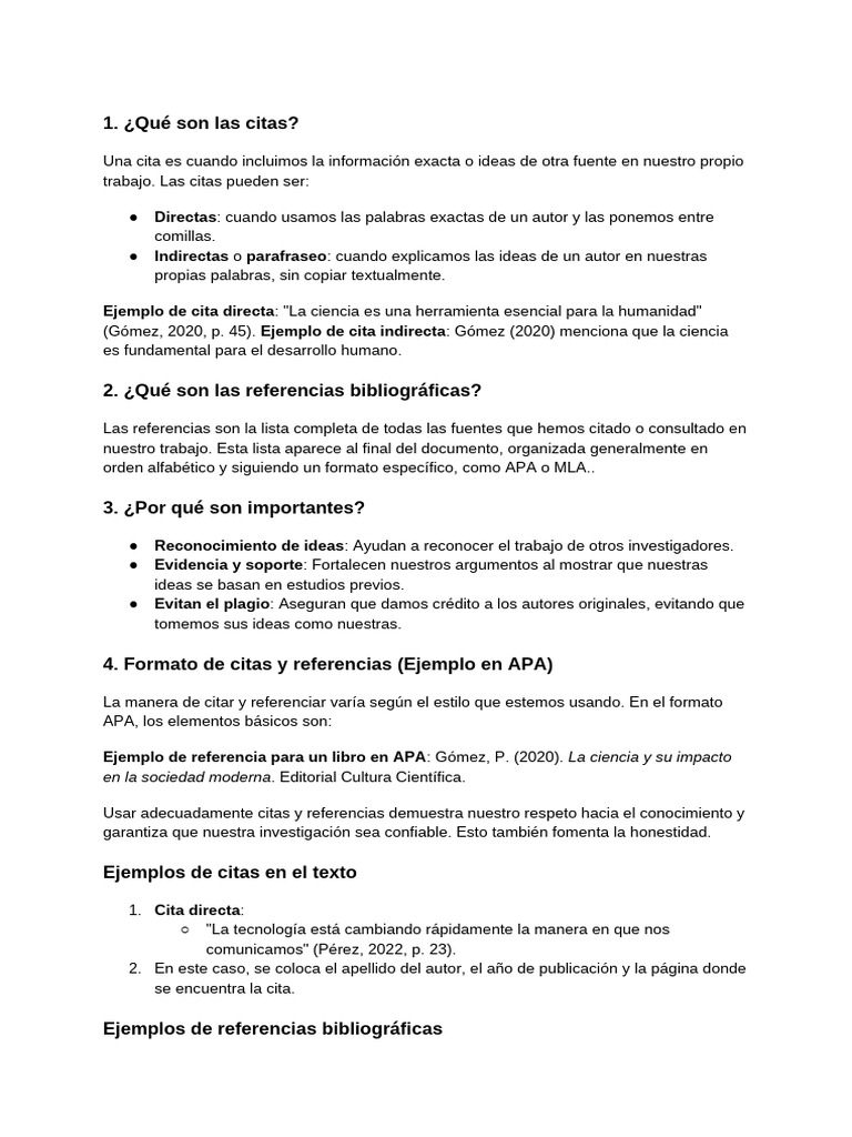 Citas y Referencias Bibliograficas | PDF | Estilo apa | Citación