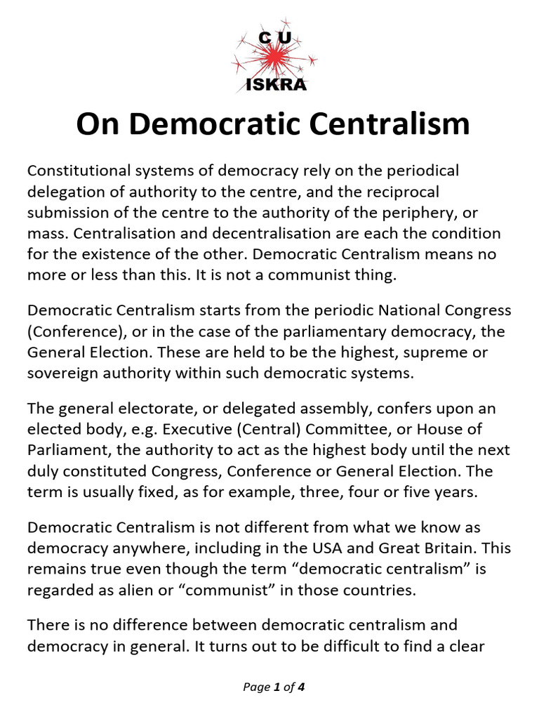 Understanding Democratic Centralism | PDF | Democracy | Political ...