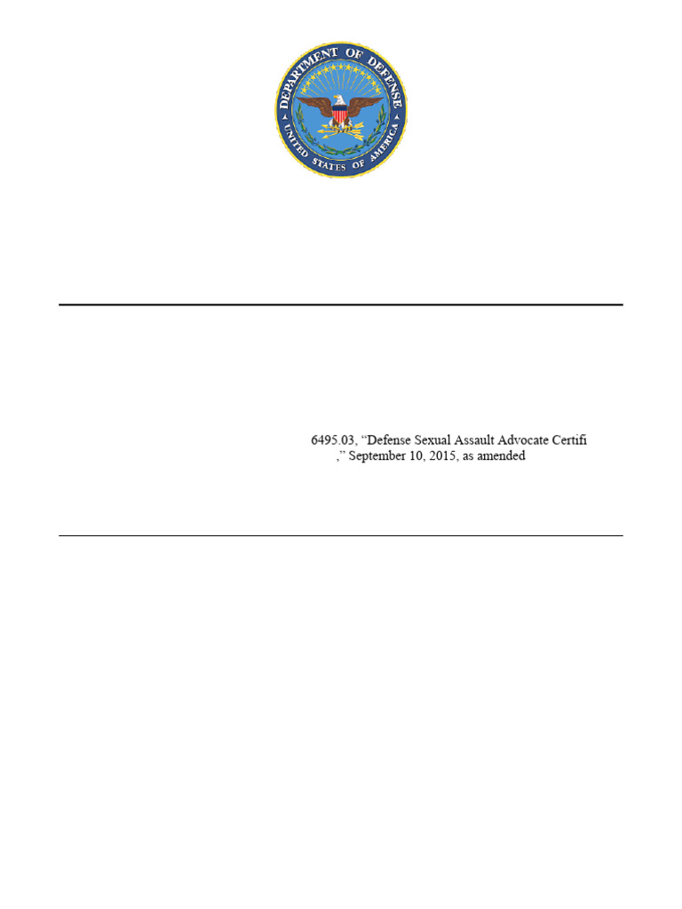 Dod Instruction 6495.03 Defense Sexual Assault Advocate Certification ...