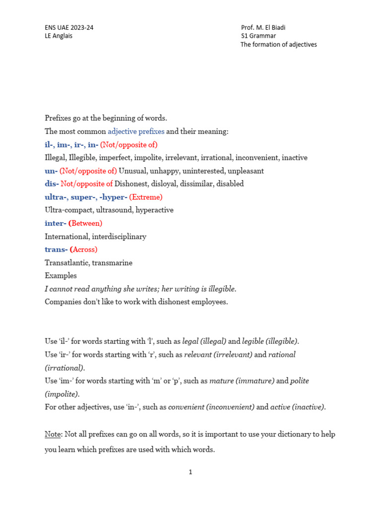 8 The Formation of Adjectives | PDF