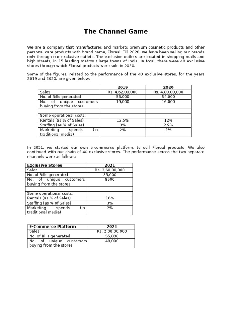 Caselet - The Channel Game | PDF | Retail | Financial Markets
