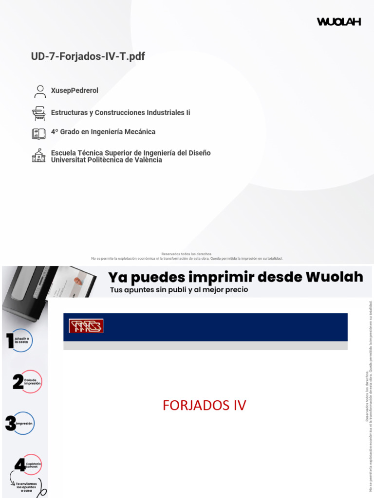 UD 7 Forjados IV T | PDF | Ingeniería estructural | Hormigón