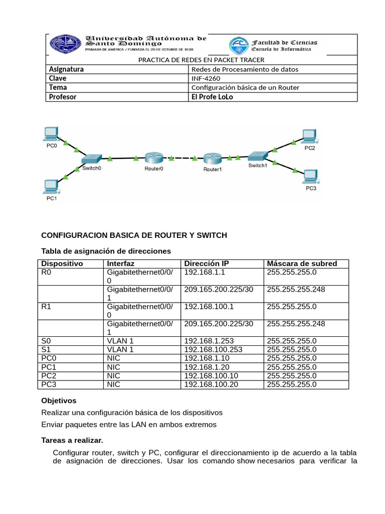 Configuracion Basica Router Switch | PDF | Enrutador (Computación) | Conmutador de red