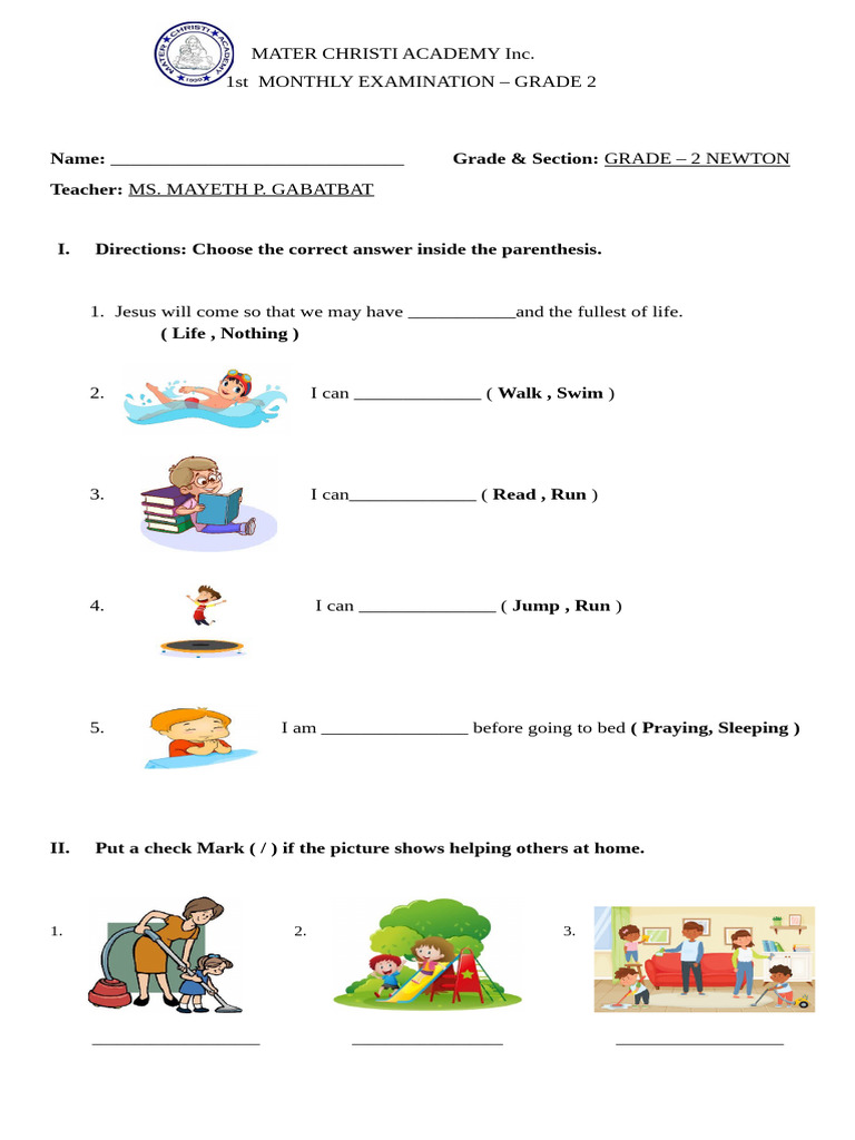 Grade 2 GMRC Exam | PDF