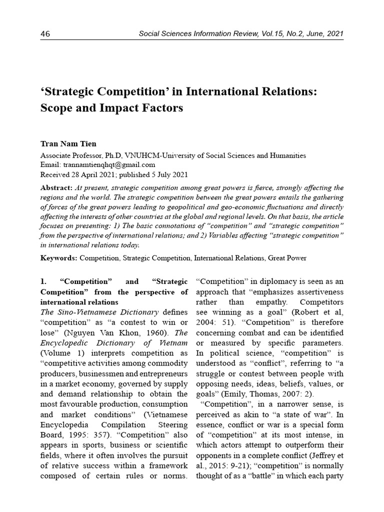Defining Strategic Competition in IR | PDF | Power (Social And ...