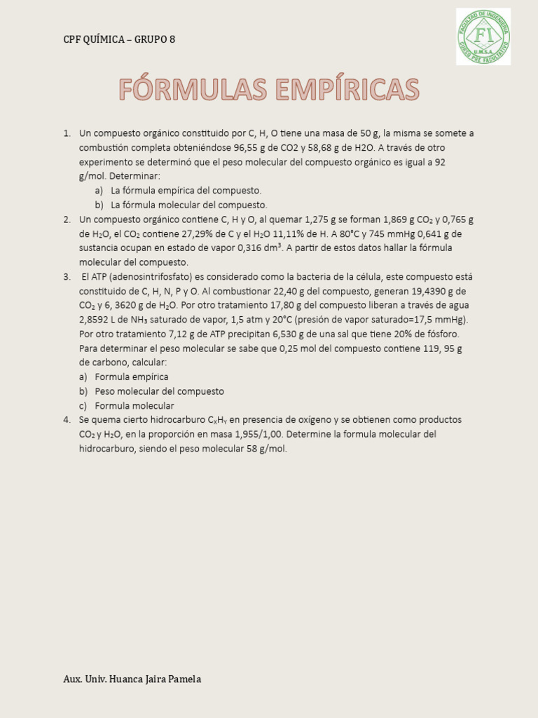 Formulas Empiricas | PDF