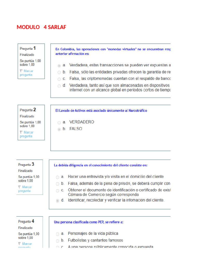 Examen Modulo 4 Sarlaf | PDF
