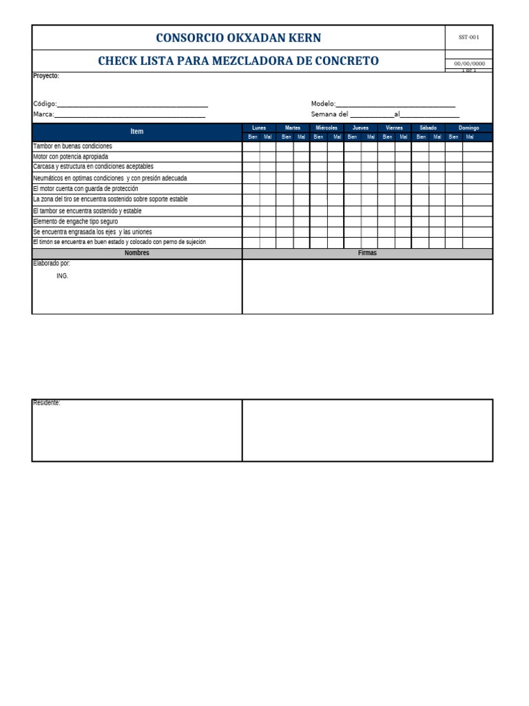 05.- CHEC LIST mezcladora | PDF