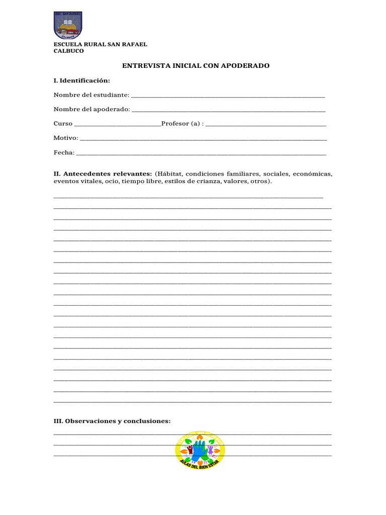 Entrevista Inicial Con Apoderado | PDF
