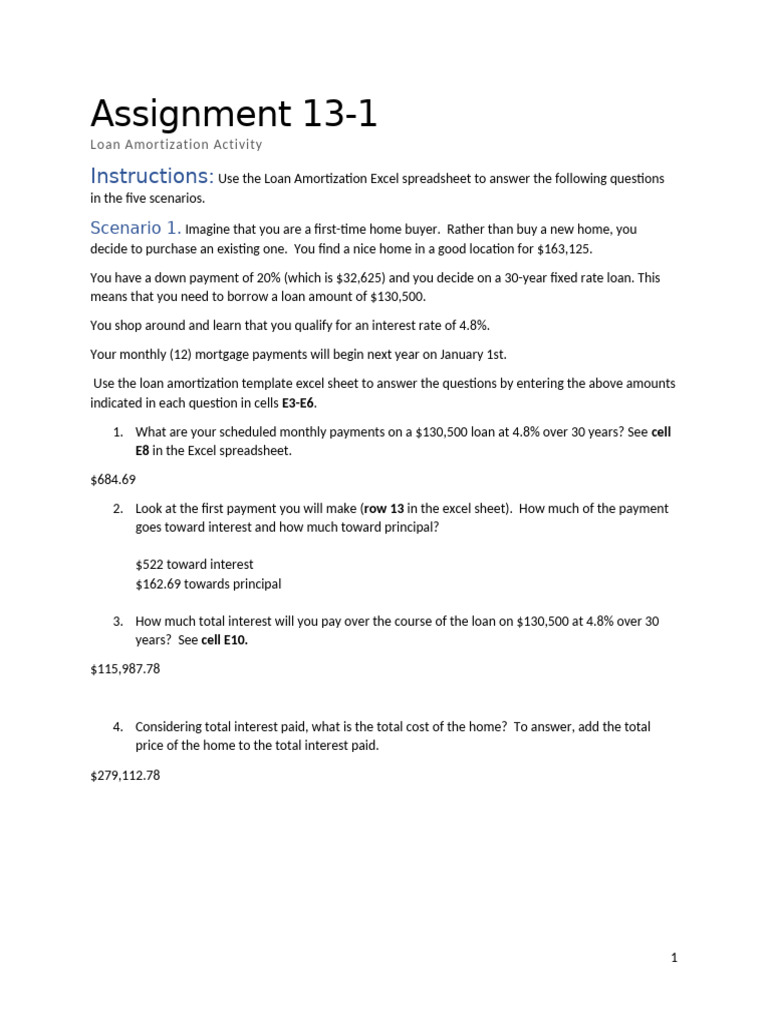 Assignment - CH 07 - Loan - Amortization - Directions (Docx File) | PDF ...