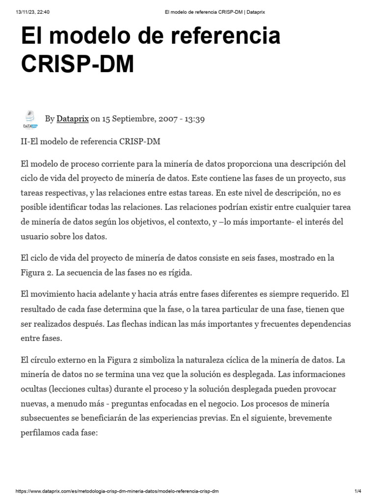 El Modelo de Referencia CRISP-DM - Dataprix | PDF | Procesamiento de datos | Informática