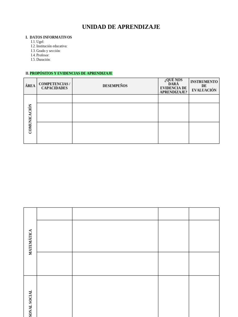 Unidad de Aprendizaje - Esquema | PDF