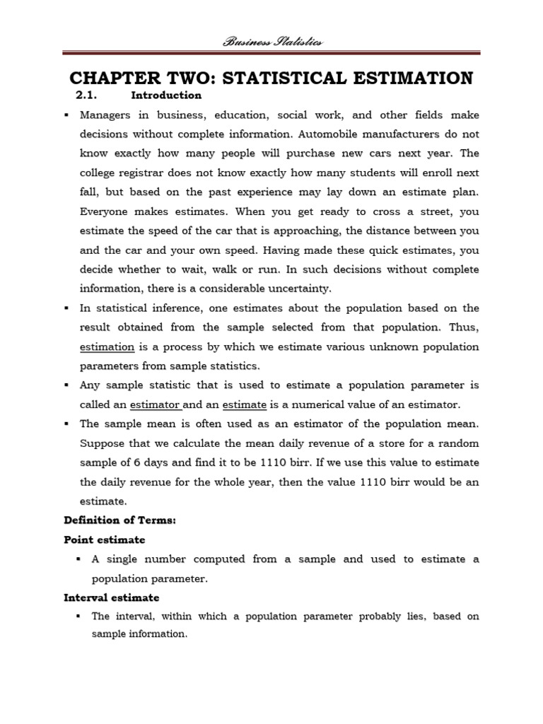 STAT II - CH II_120719 | PDF | Estimator | Confidence Interval