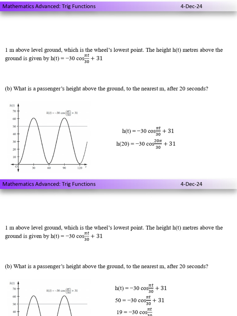 Ferris Wheel Trig Graph Analysis | PDF | Trigonometric Functions ...