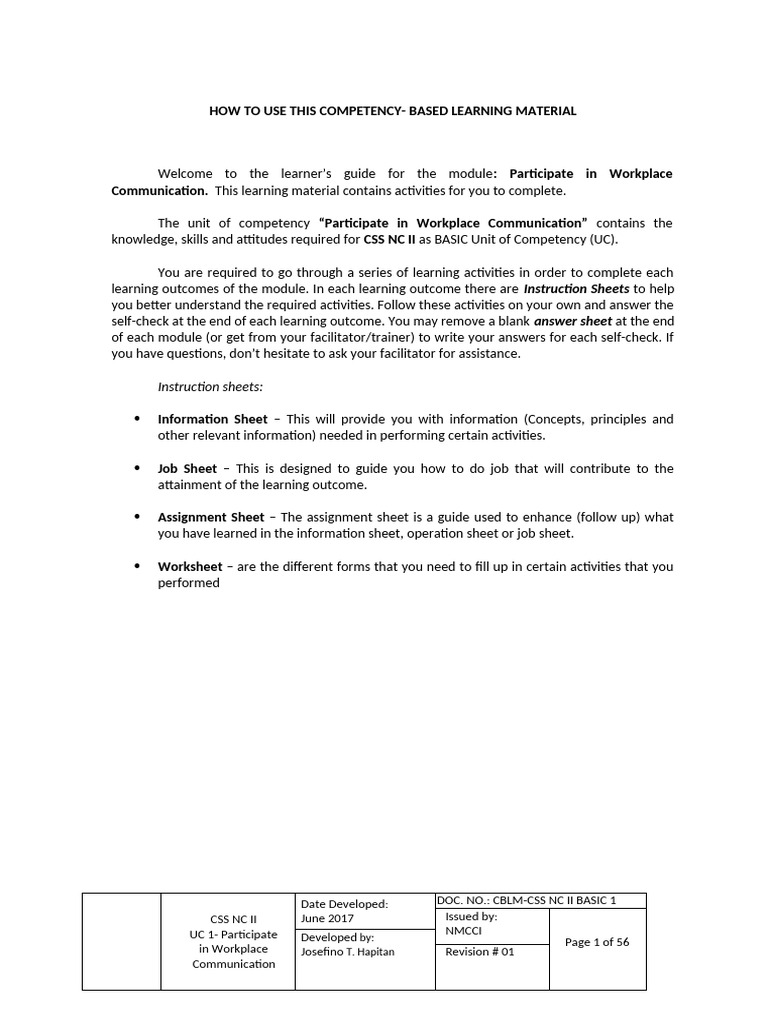 Basic Competencies - UC 1 | PDF | Nonverbal Communication | Communication