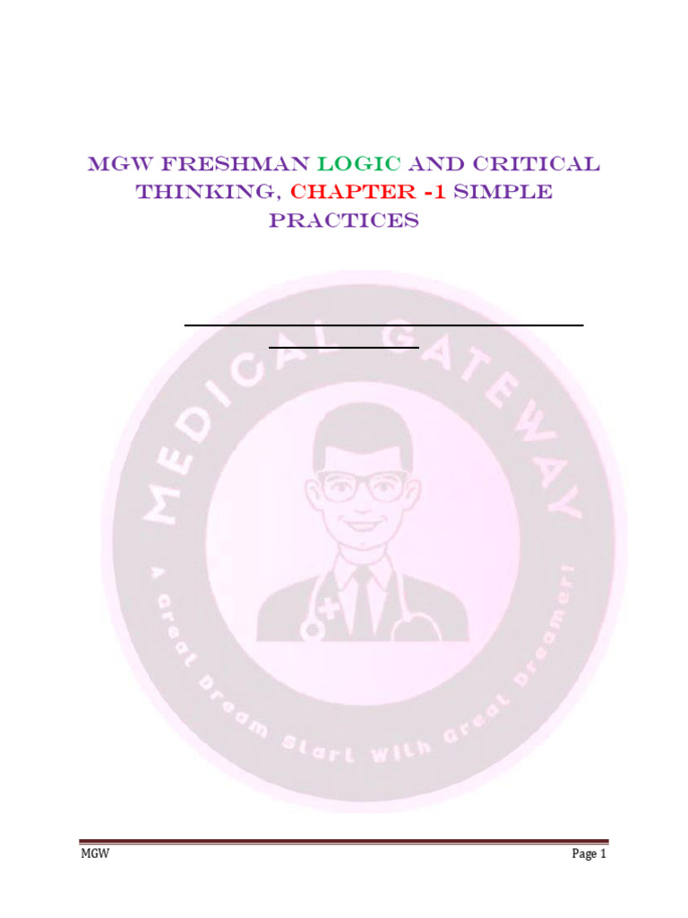 MGW Freshman Logic (CH-1) Practices | PDF | Logic | Epistemology