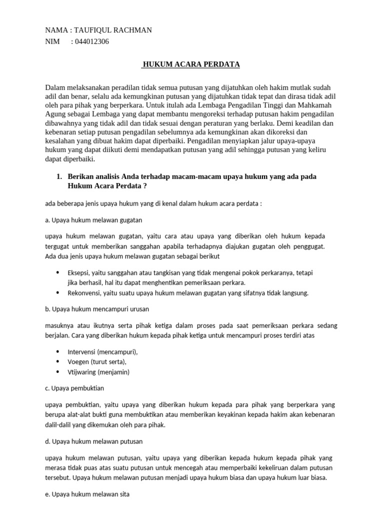 TUGAS 3 HUKUM ACARA PERDATA | PDF