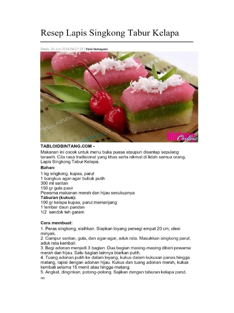 Lapis Singkong Tabur Kelapa | PDF