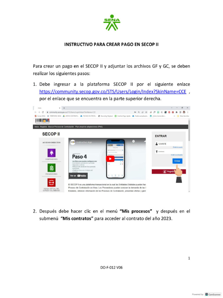 Instructivo para Crear Pago en SECOP II | PDF