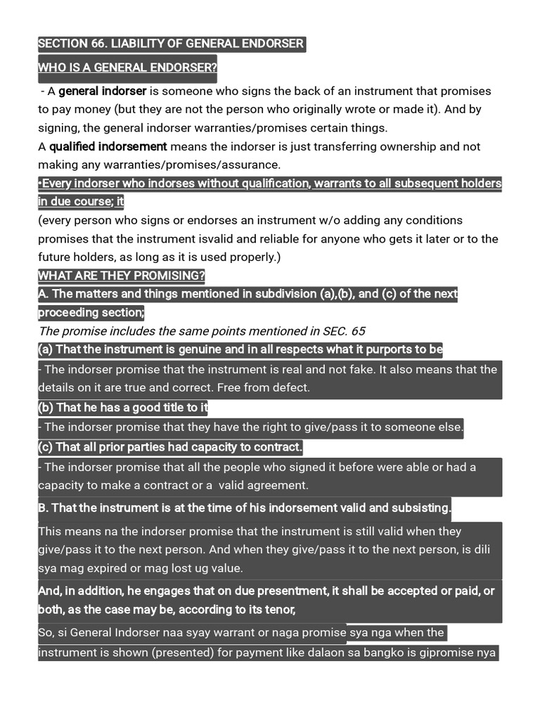 SEC.66 LIABILITY | PDF | Promissory Note | Civil Law (Legal System)