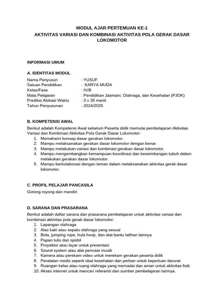 Modul Ajar Pertemuan Ke | PDF