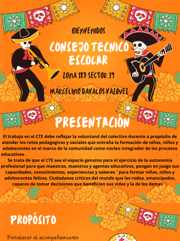 Presentación Día de Muertos Ilustrado Naranja | PDF | Enseñando | Maestros