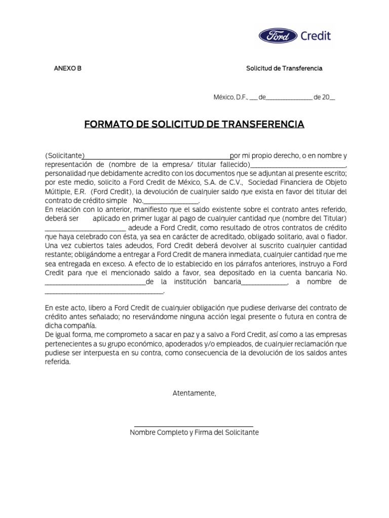 Solicitud de Transferencia | PDF