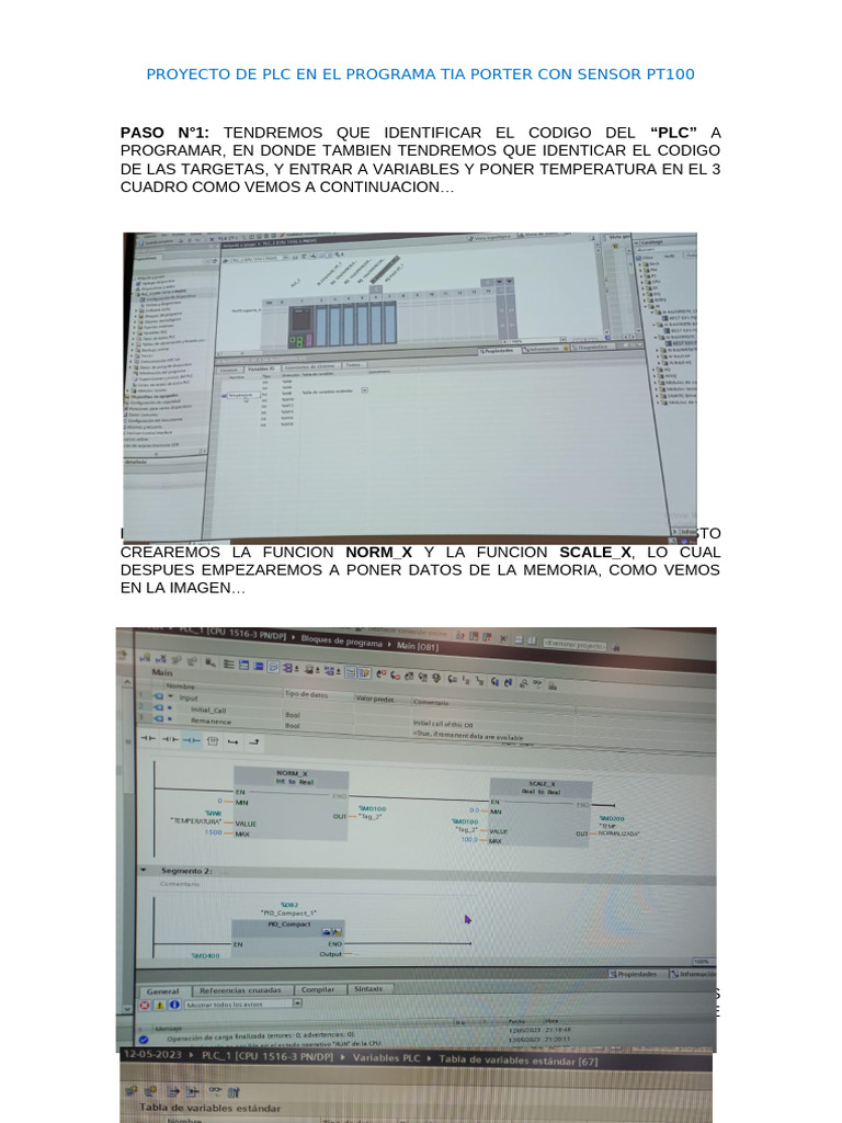 Proyecto de PLC en El Programa Tia Porter Con Sensor Pt100 | PDF